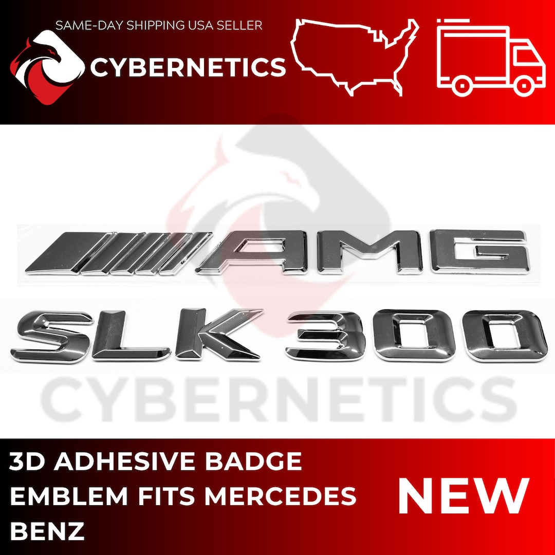 SLK300 AMG Chrome 3M Mercedes Rear Trunk Emblems Logo Badge Letter ...