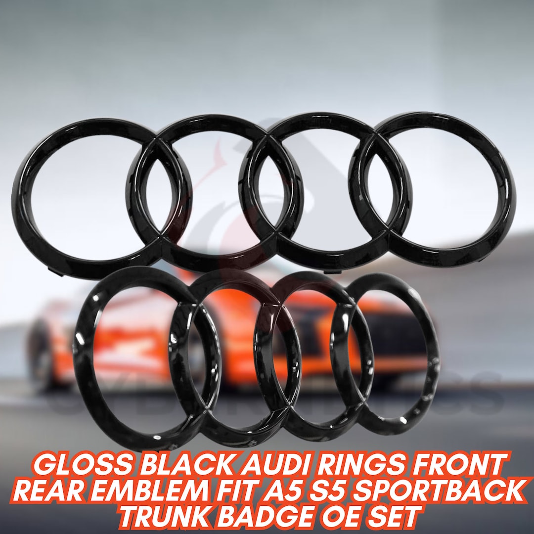 Gloss Black Audi Rings Front Rear Emblem Fit A5 S5 Sportback Trunk ...