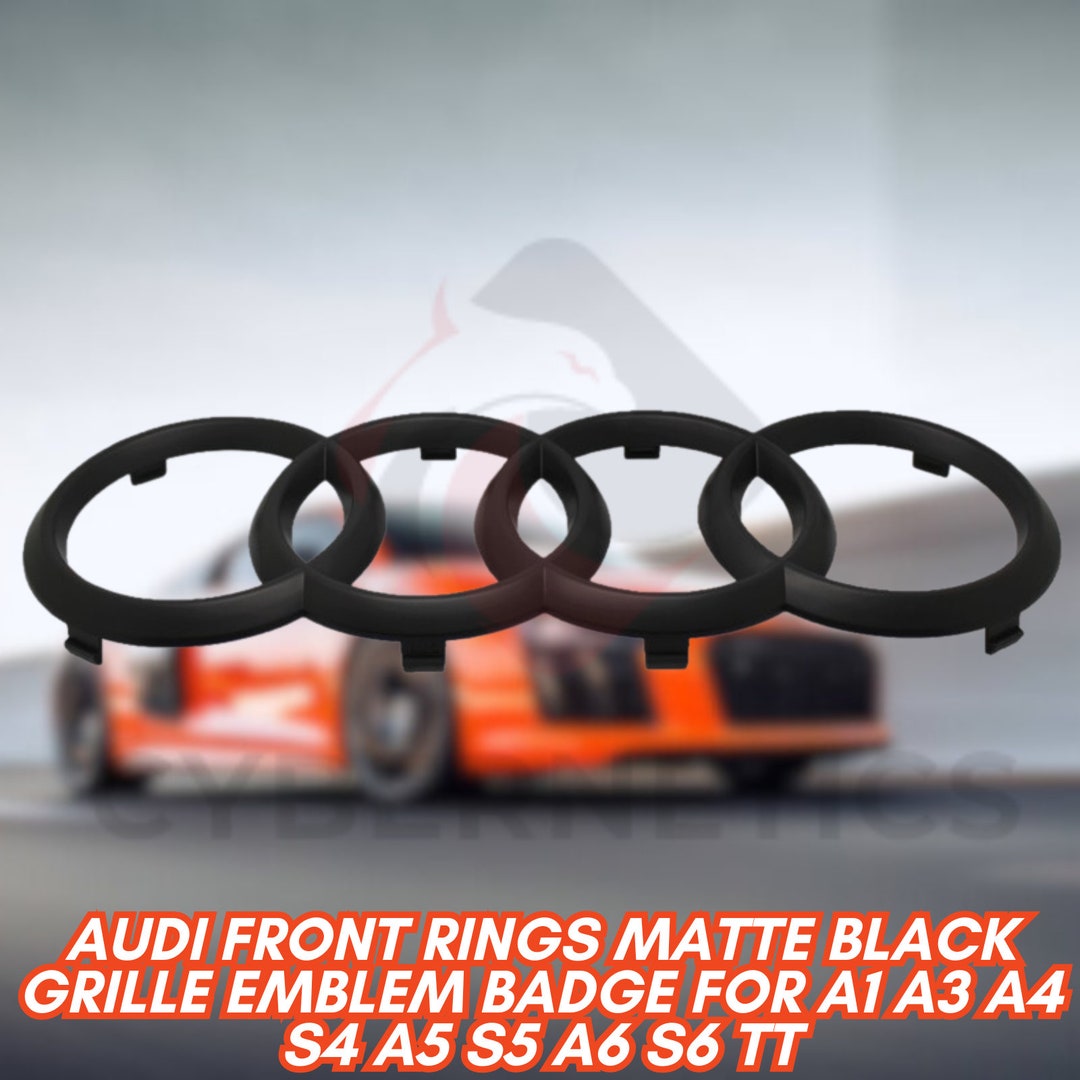 Audi Front Rings Matte Black Grille Emblem Badge for A1 A3 A4 S4 A5 S5 ...