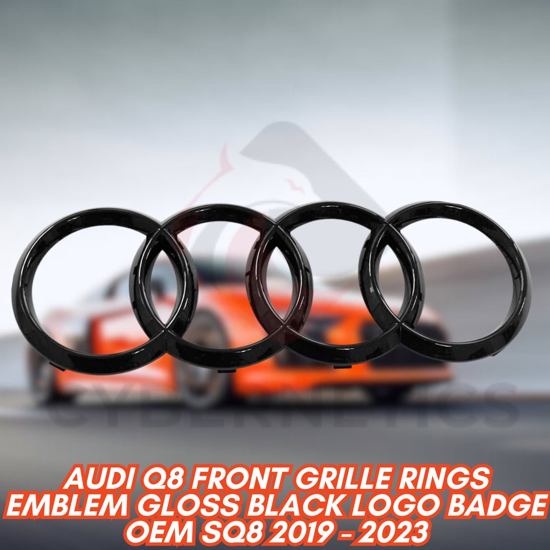 Audi Q8 Front Grille Rings Emblem Gloss Black Logo Badge OEM SQ8 2019 ...