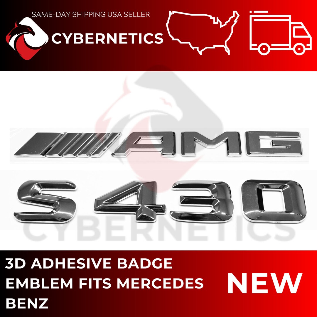 S430 AMG Chrome 3M Mercedes Rear Trunk Emblems Logo Badge Letters ...