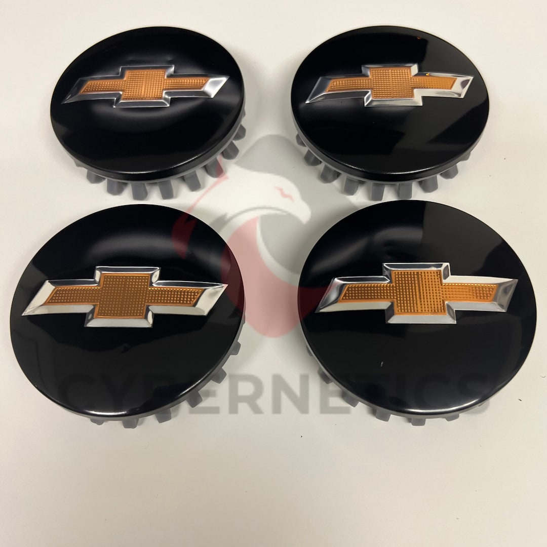 4x Chevy 83mm Black Wheel Center Hub Caps Silverado 1500 Tahoe Suburban ...