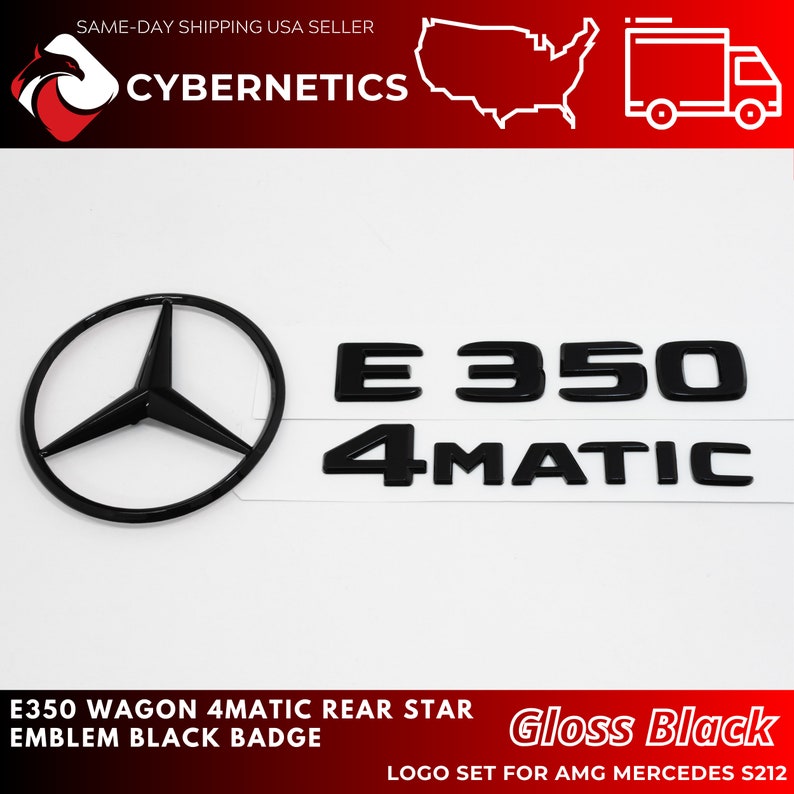 E350 WAGON 4MATIC Rear Star Emblem Gloss Black Badge Logo Set for AMG ...