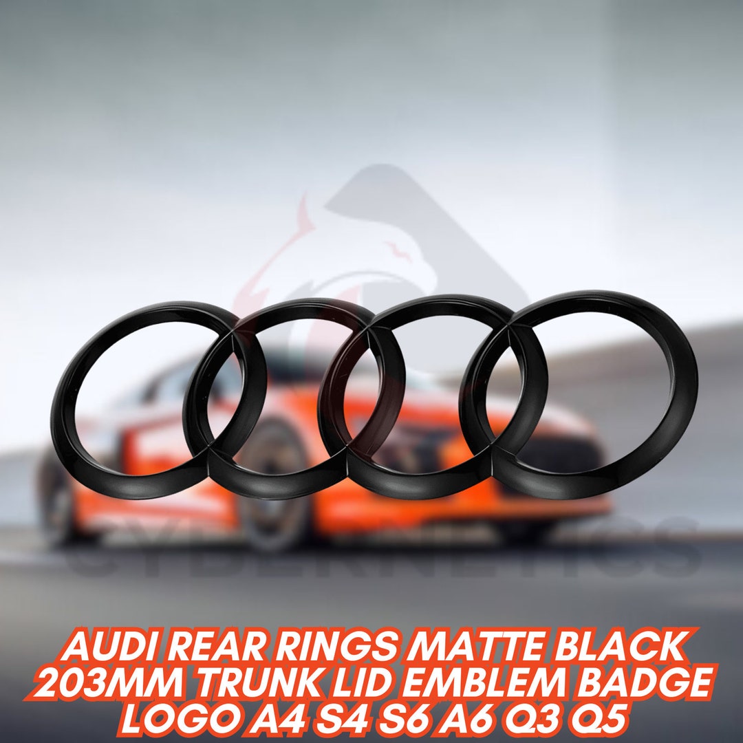 AUDI Rear Rings Matte Black 203mm Trunk Lid Emblem Badge Logo A4 S4 S6 ...