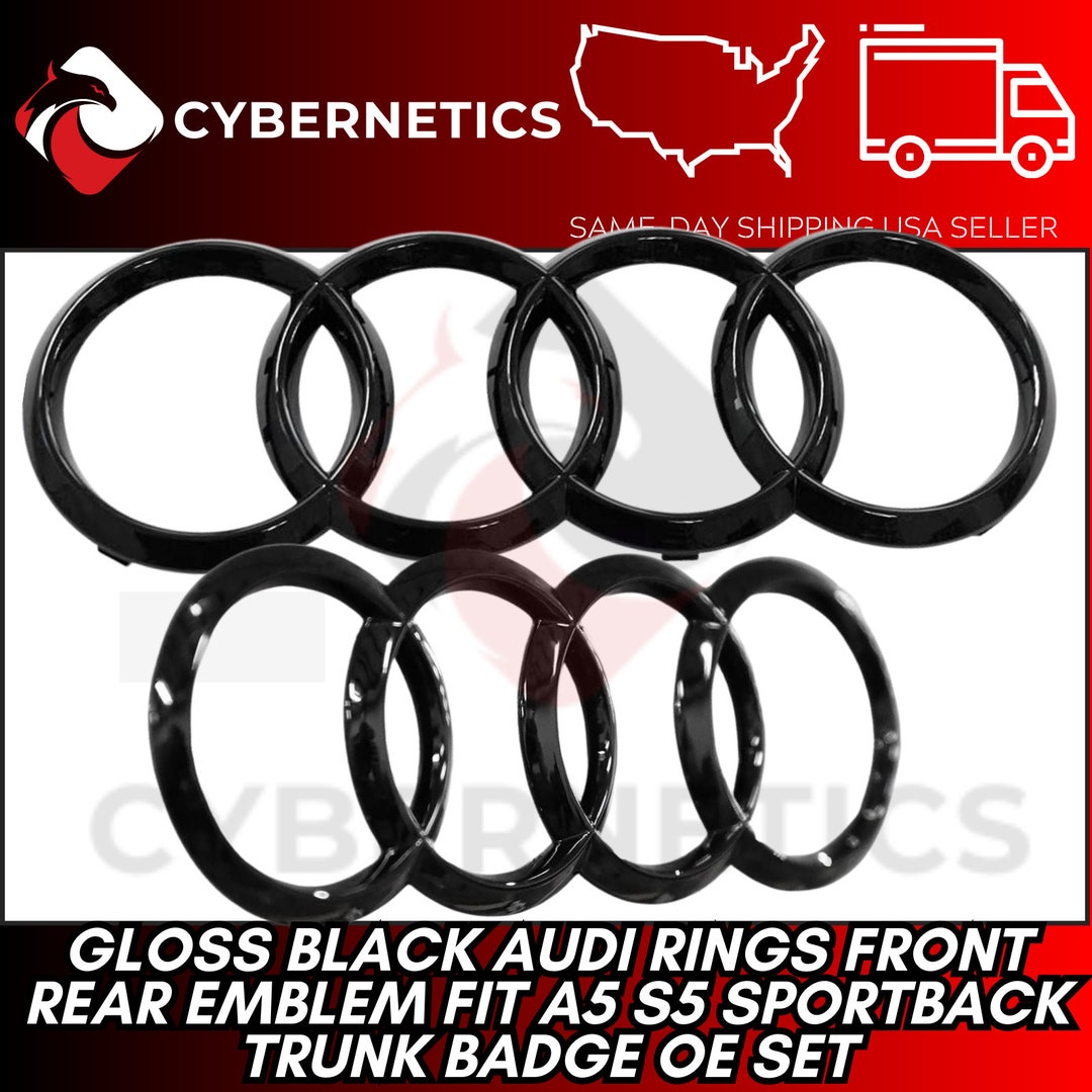 Gloss Black Audi Rings Front Rear Emblem Fit A5 S5 Sportback Trunk ...
