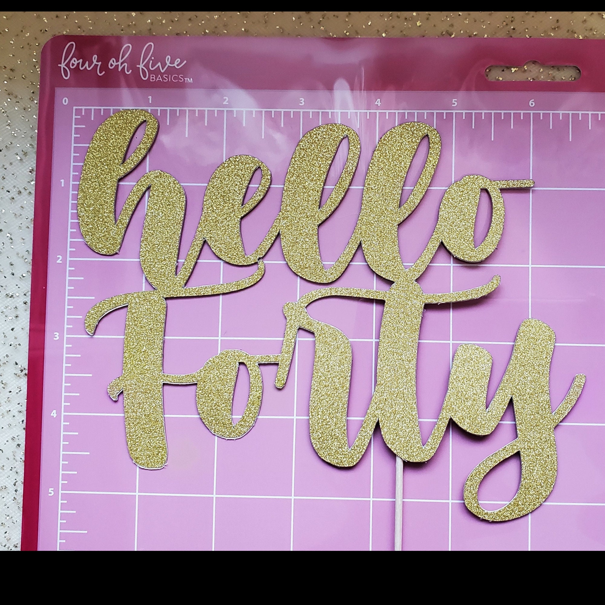 Hello Forty Gold Glitter Birthday Cake Topper - Etsy