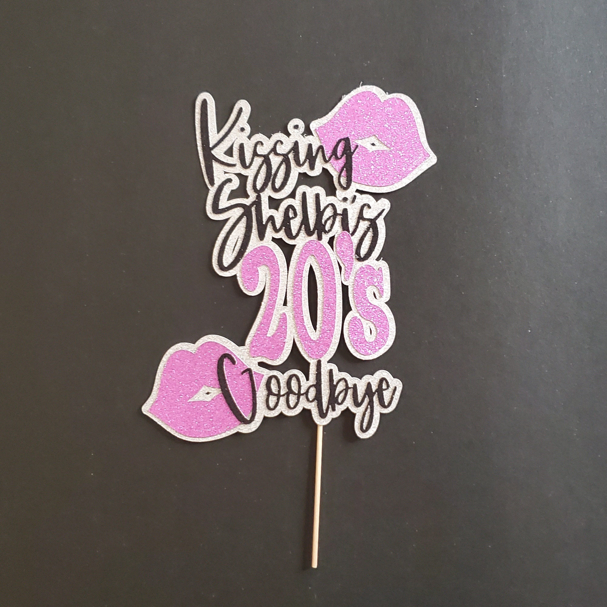 Personalized Kissing 20's Goodbye Cake Topper or Centerpiece Pick - Etsy