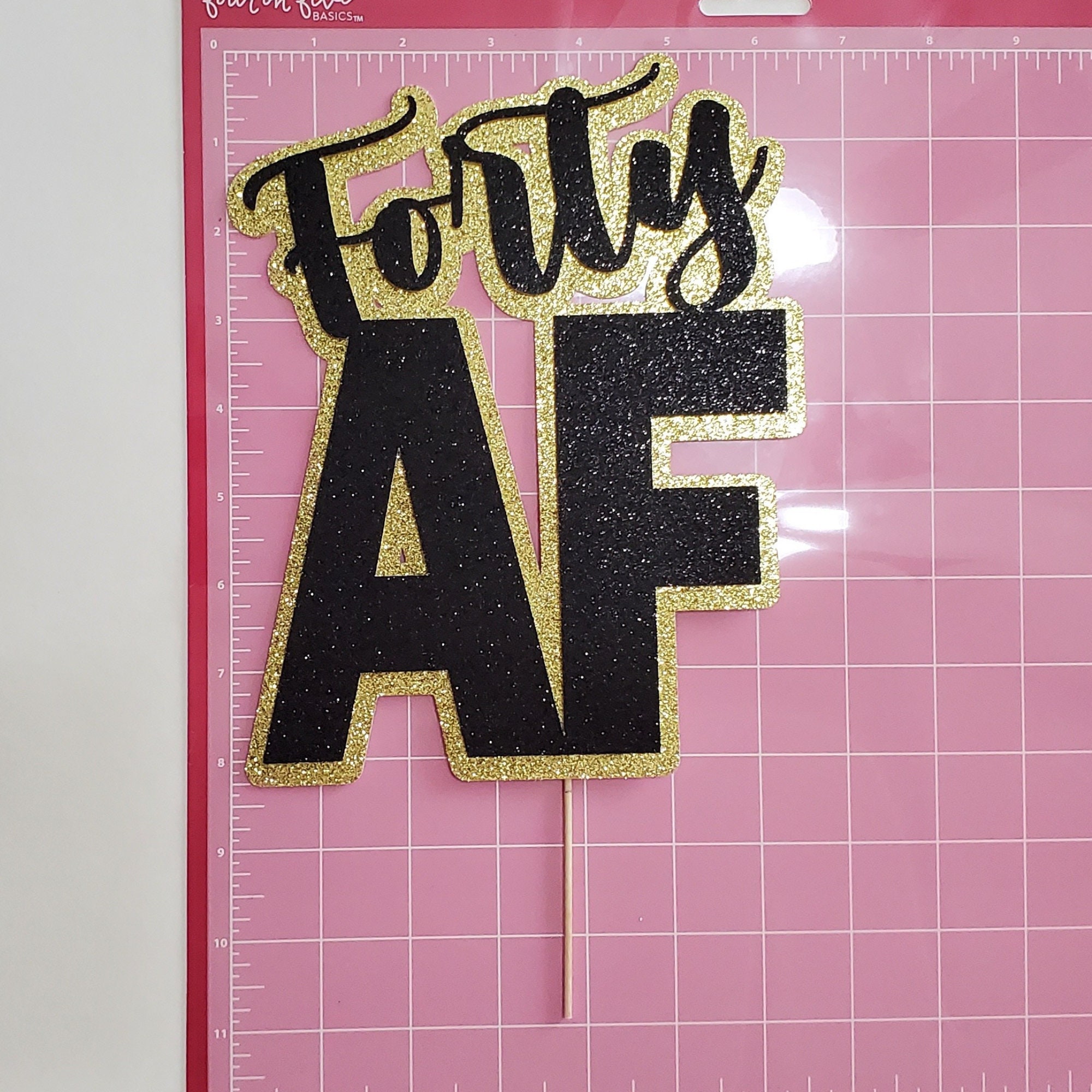 Black & Gold Forty AF 40th Birthday Cake Topper or Center Piece - Etsy