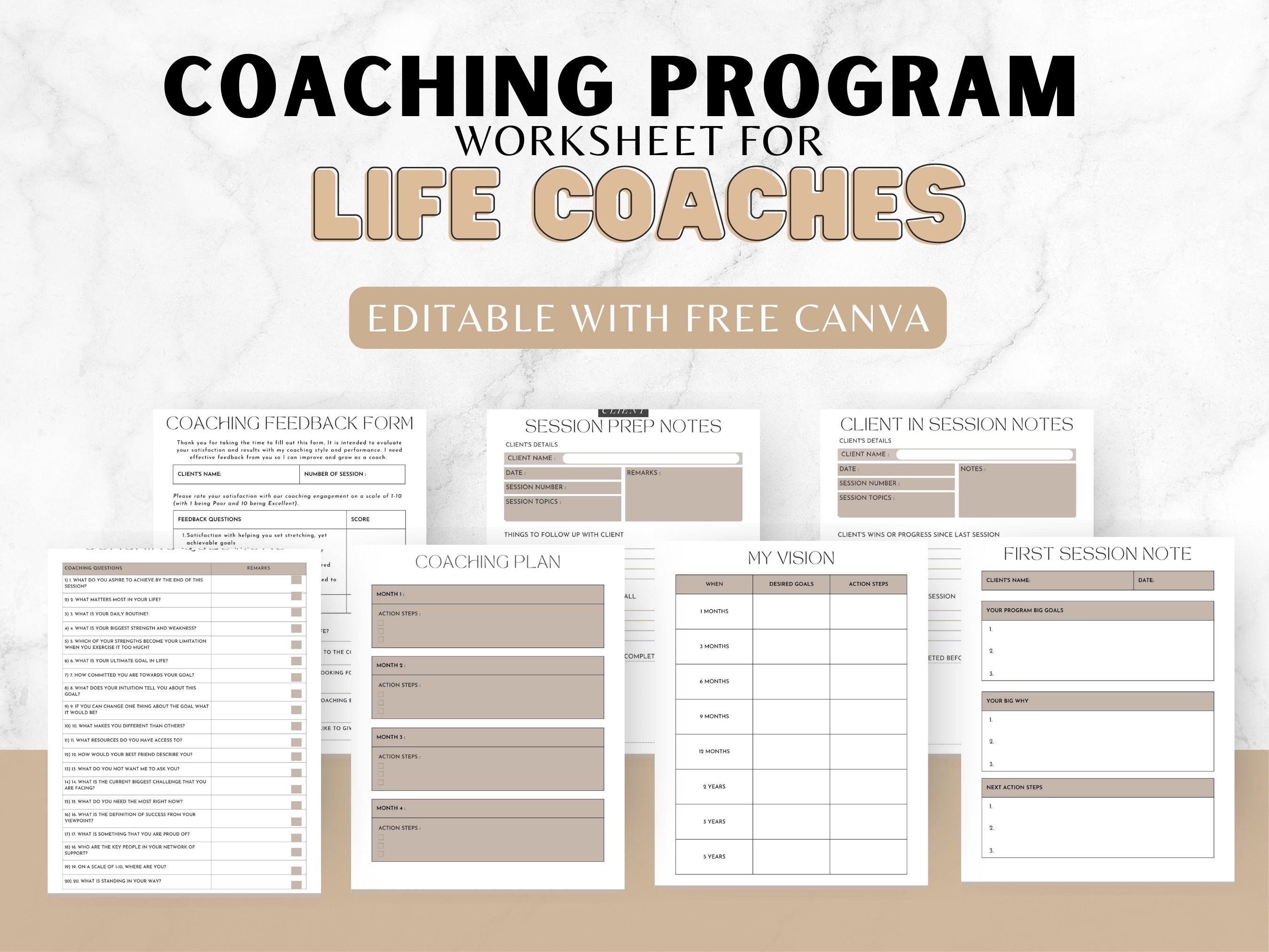 Coaching Session Worksheets / Toolkit / Worksheet Templates | Client ...