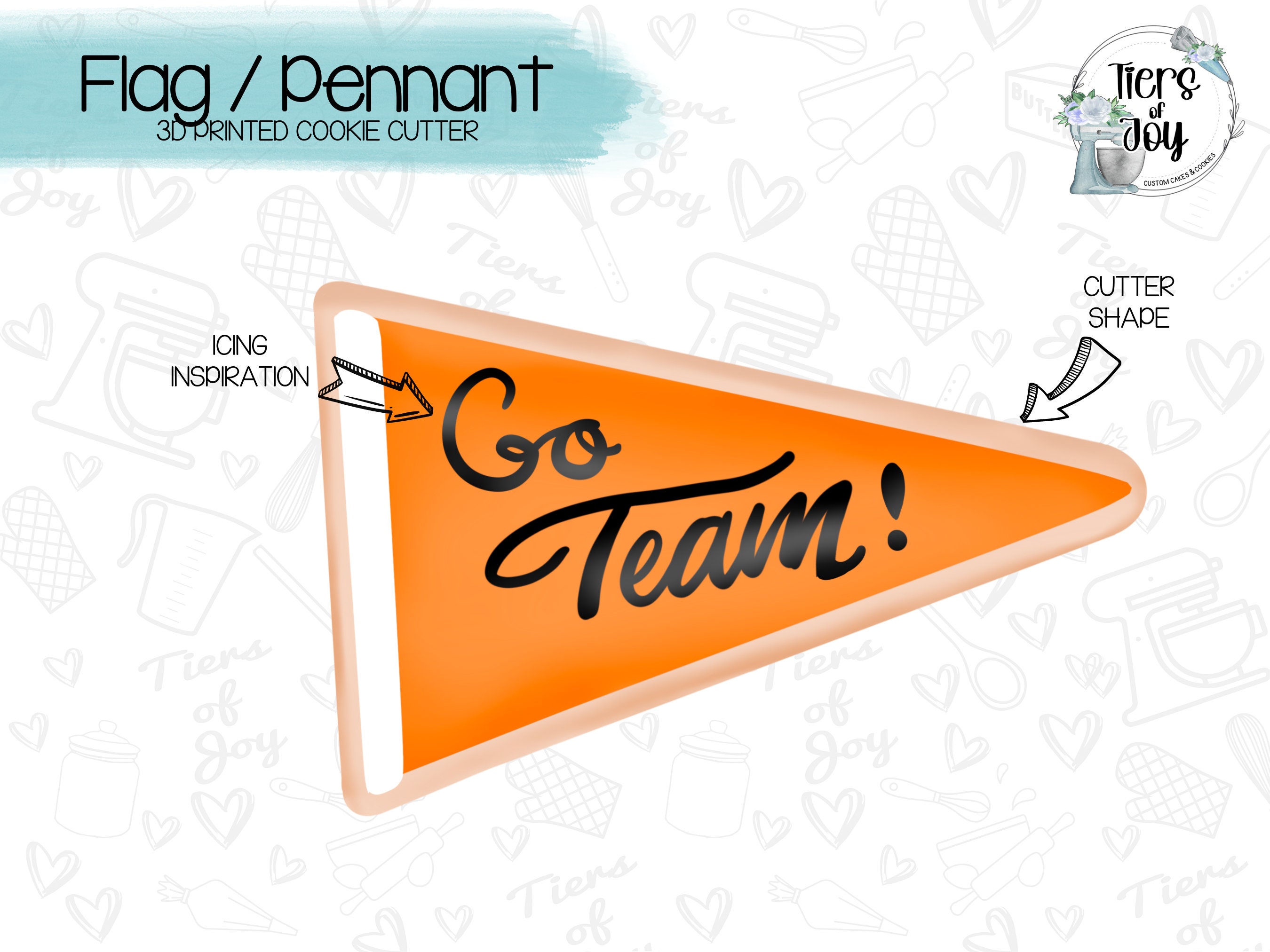 Team Pennant / Flag Cookie Cutter Sports Cheer 3D - Etsy