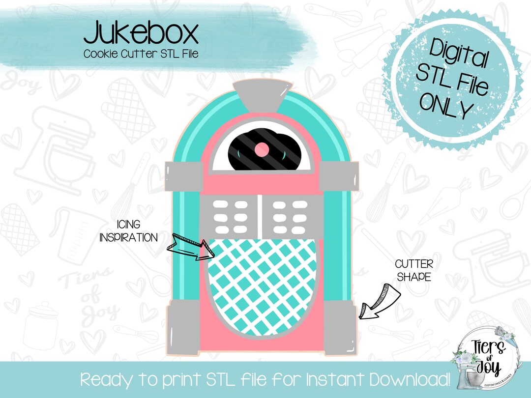 Jukebox Cookie Cutter STL File 50s Decades STL File Instant Download 3D ...