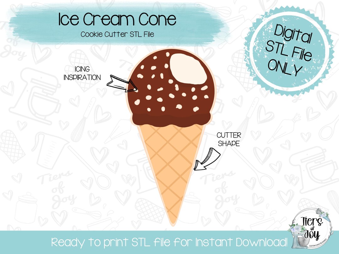 Ice Cream Cone Cookie Cutter STL – 3D Printer File (digital Download ...