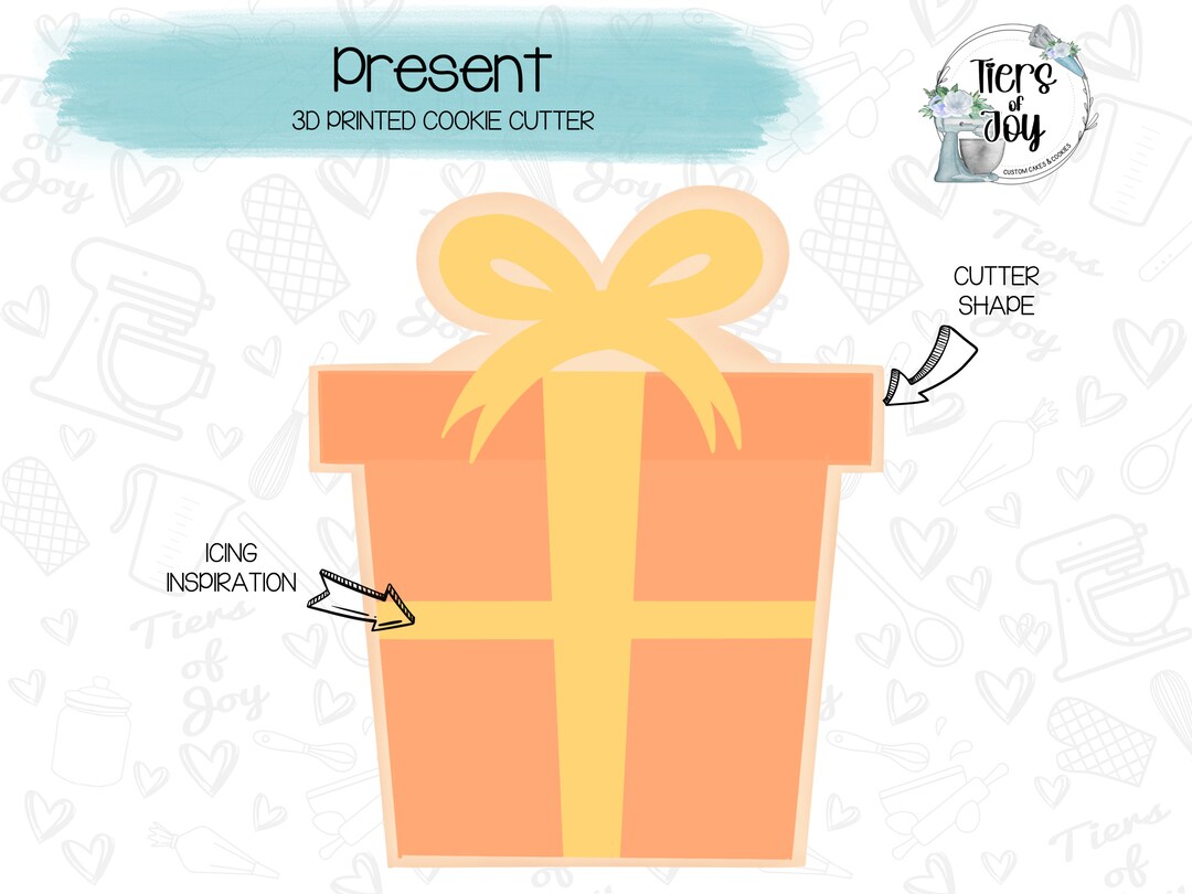 Present Cookie Cutter - Birthday - Christmas - 3D Printed Cookie Cutter ...