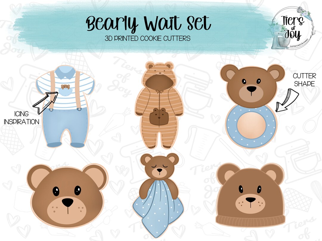 Bearly Wait Cookie Cutters Set of 6 - Bear - Baby Shower - 3D Printed ... Bearly Wait Cookie Cutters Set of 6 - Bear - Baby Shower - 3D Printed ...