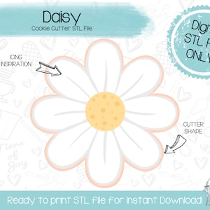 Daisy Cookie Cutter STL File - Floral - Mason Jar Bouquet - Mother's ...