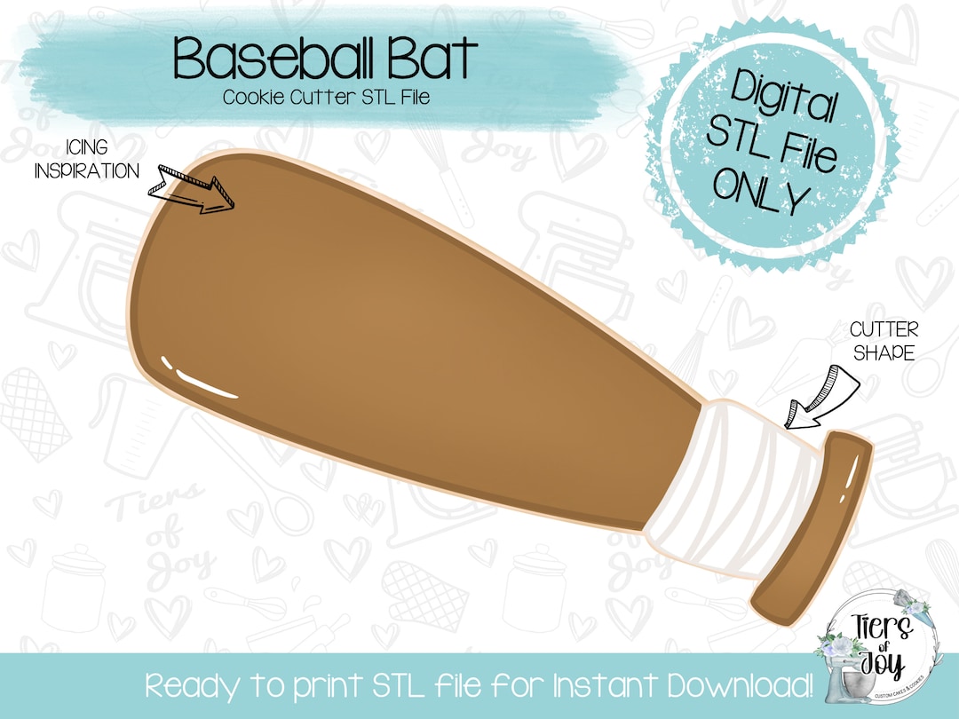 Baseball Bat Cookie Cutter STL File - Sports - Baseball - Instant ...