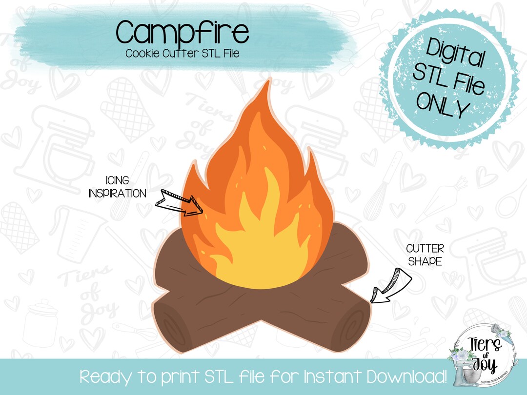 Campfire Cookie Cutter STL File - Summer - Happy Camper - Instant ...