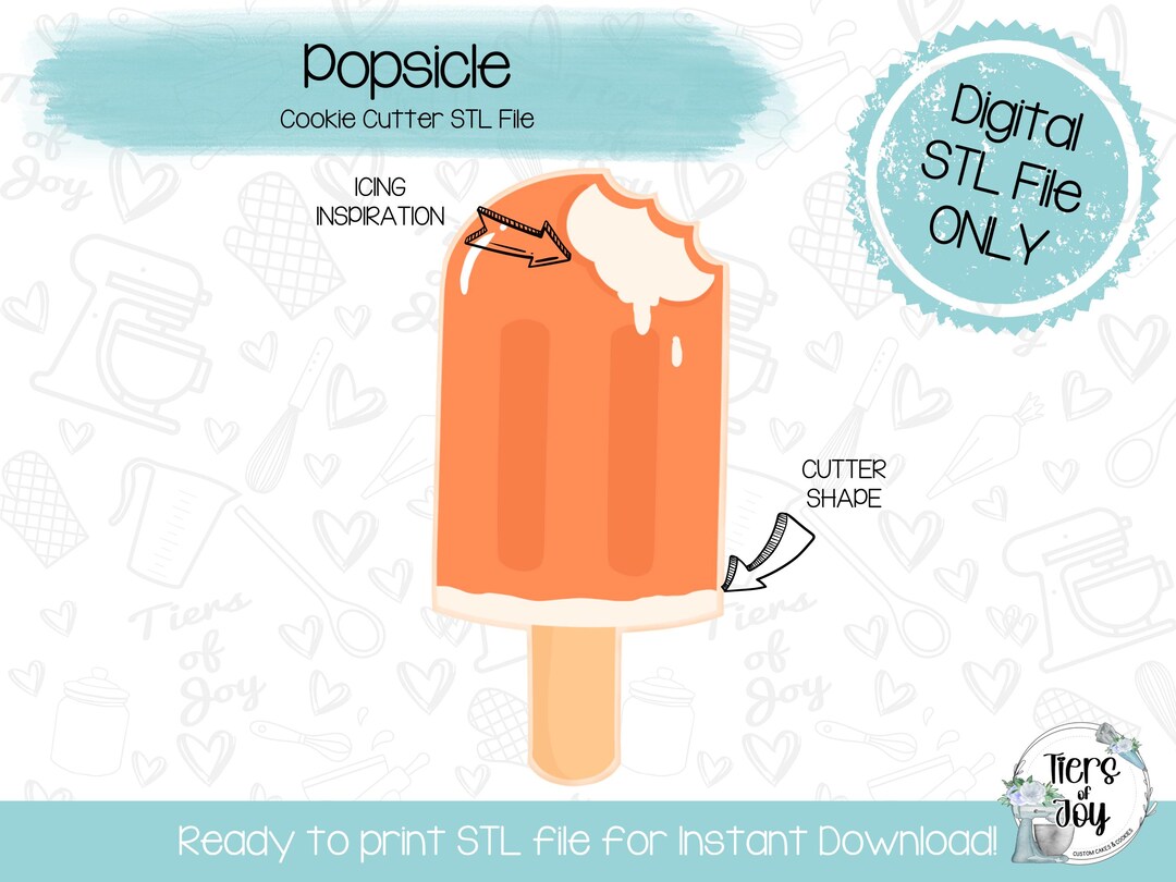 Popsicle Cookie Cutter STL File - Summer - I Scream for Ice Cream ...