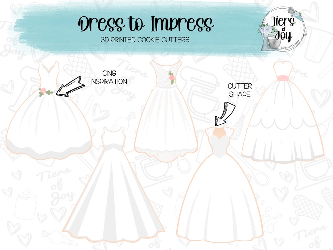 Dress to Impress Cookie Cutters Set of 5 - Wedding - Formal / Prom - 3D ...