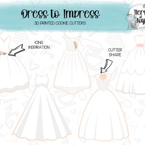 Dress to Impress Cookie Cutters Set of 5 - Wedding - Formal / Prom - 3D ...