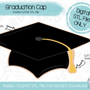 Graduation Cap Cookie Cutter STL File - Graduation - School - Instant ...