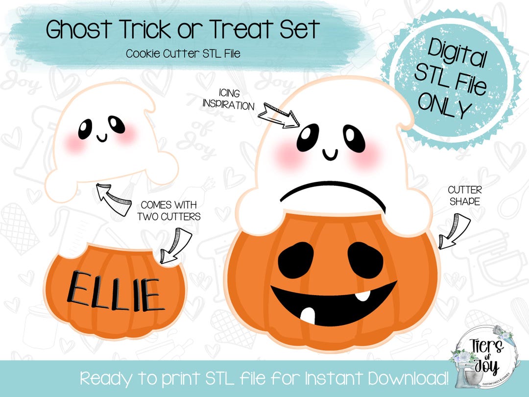 Ghost Trick or Treat Set Cookie Cutter STL – 3D Printer File (digital ...