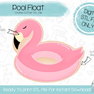 Flamingo Pool Float Cookie Cutter STL File - Summer - Instant Download ...