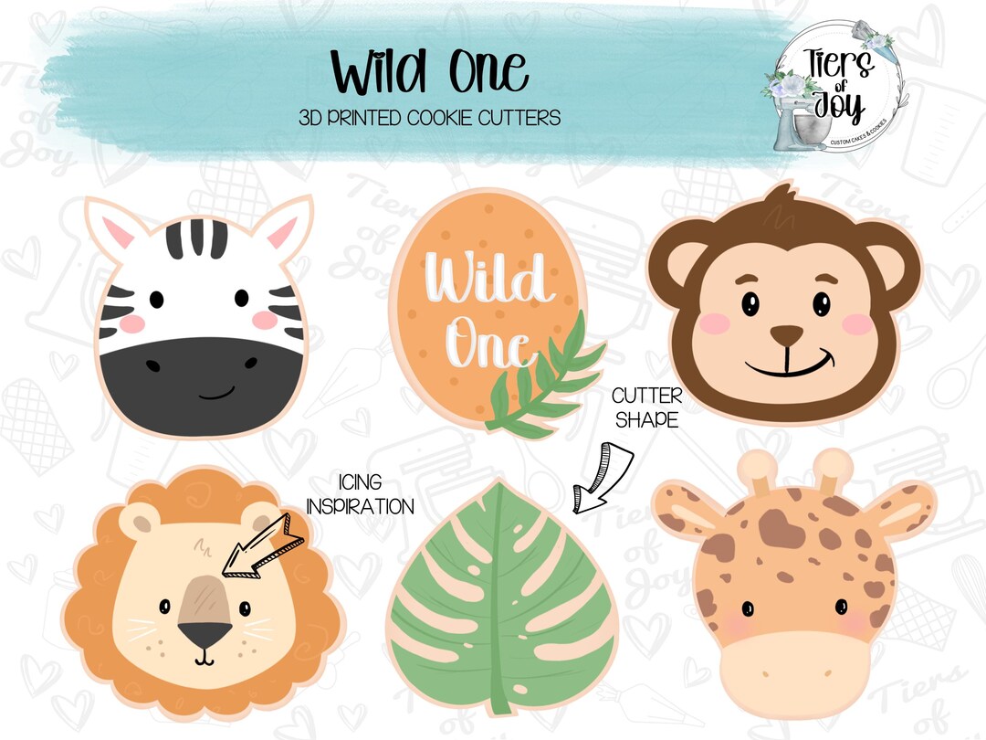 Wild One Cookie Cutters Set of 6 - Birthday - Animals - Safari - 3D ...