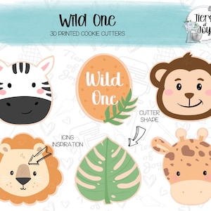 Wild One Cookie Cutters Set of 6 - Birthday - Animals - Safari - 3D ...