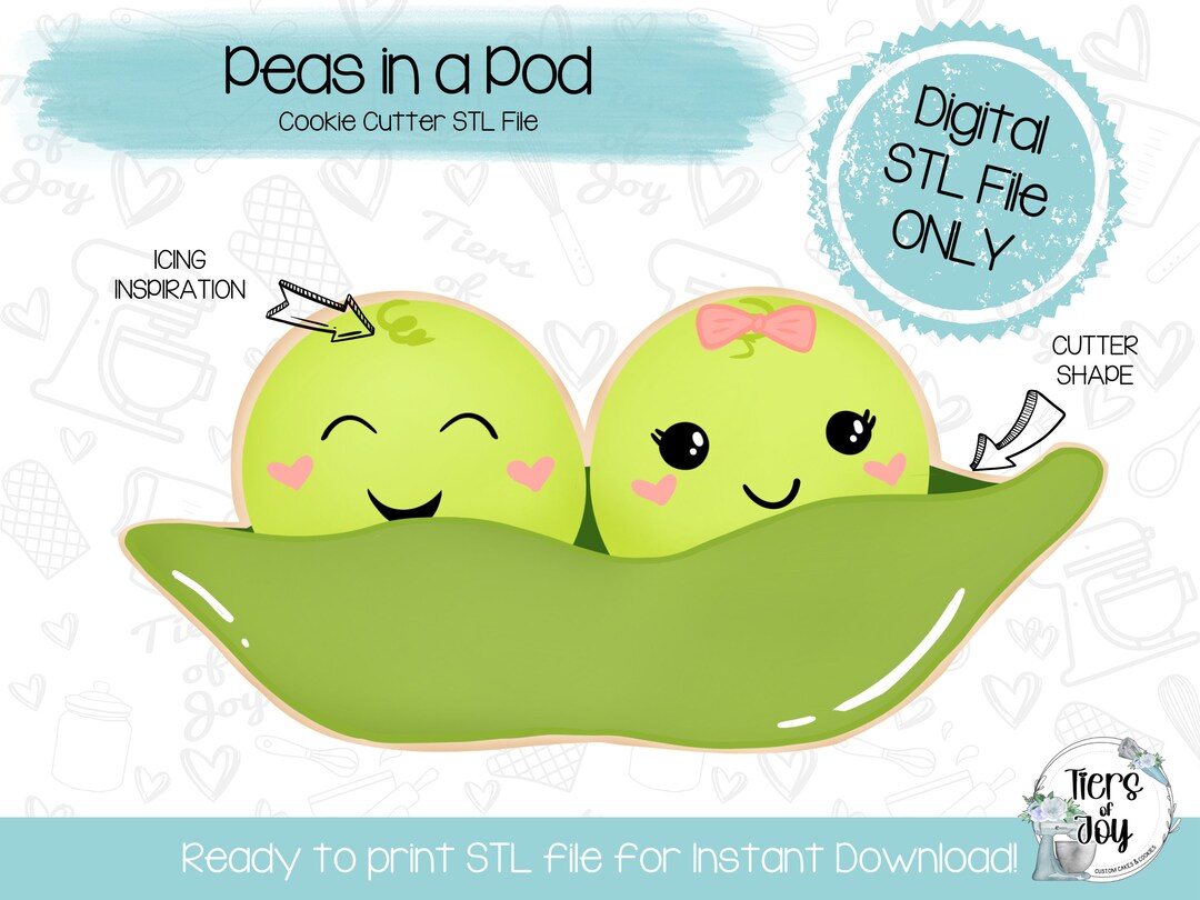 Peas in a Pod Cookie Cutter STL File - Baby Shower - Instant Download ...
