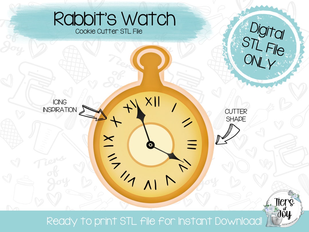 Rabbit's Pocket Watch Cookie Cutter STL – 3D Printer File (digital ...