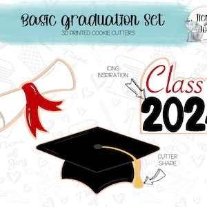 Basic Graduation Cookie Cutters Set of 3 - Graduation - School - 3D ...