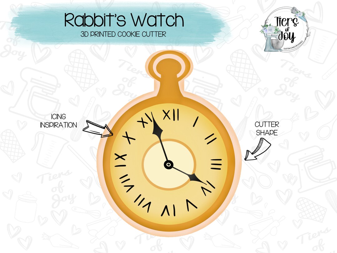 Rabbit's Pocket Watch Cookie Cutter - Alice in Onederland - 3D Printed ...