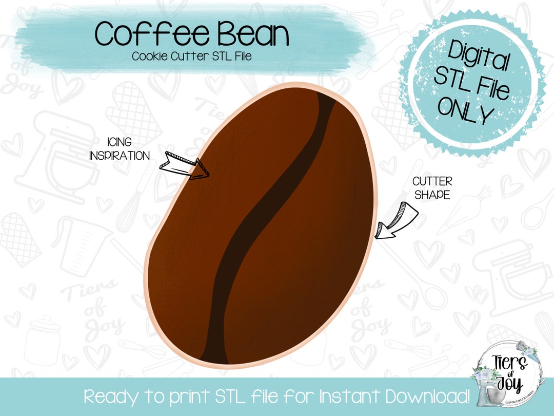 Coffee Bean Cookie Cutter STL File - Baby Shower - Baby is Brewing ...
