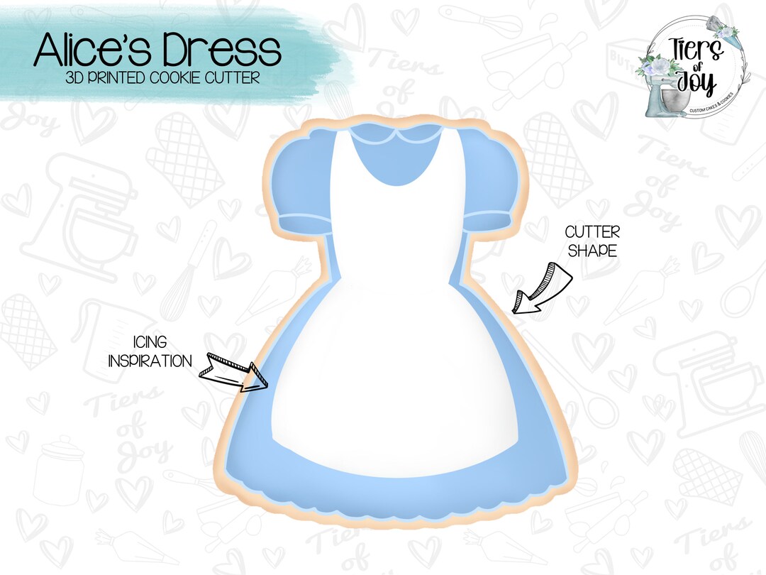 Dress Cookie Cutter Alice in Wonderland 3D Printed Cookie Cutter - Etsy