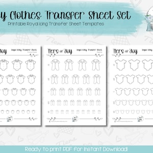 Baby Clothing Royal Icing Transfer Sheet Template - PDF Instant Digital ...