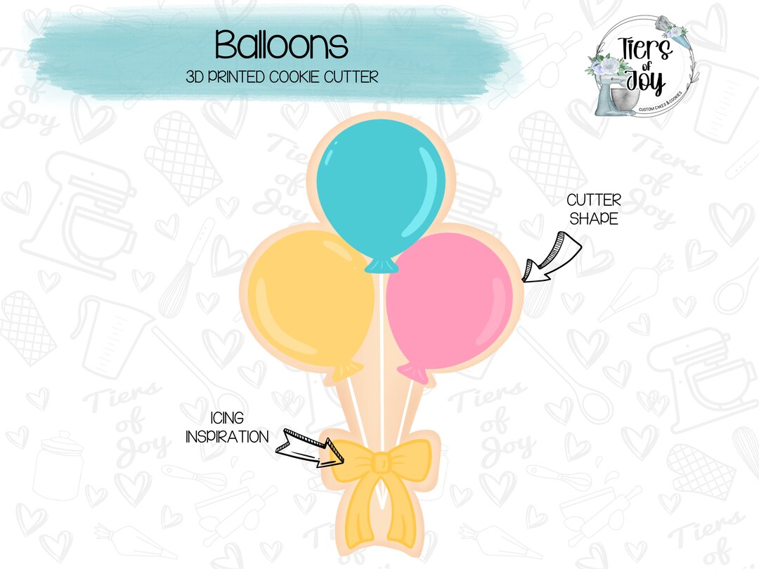 Balloons Cookie Cutter - Birthday - 3D Printed Cookie Cutter - Etsy