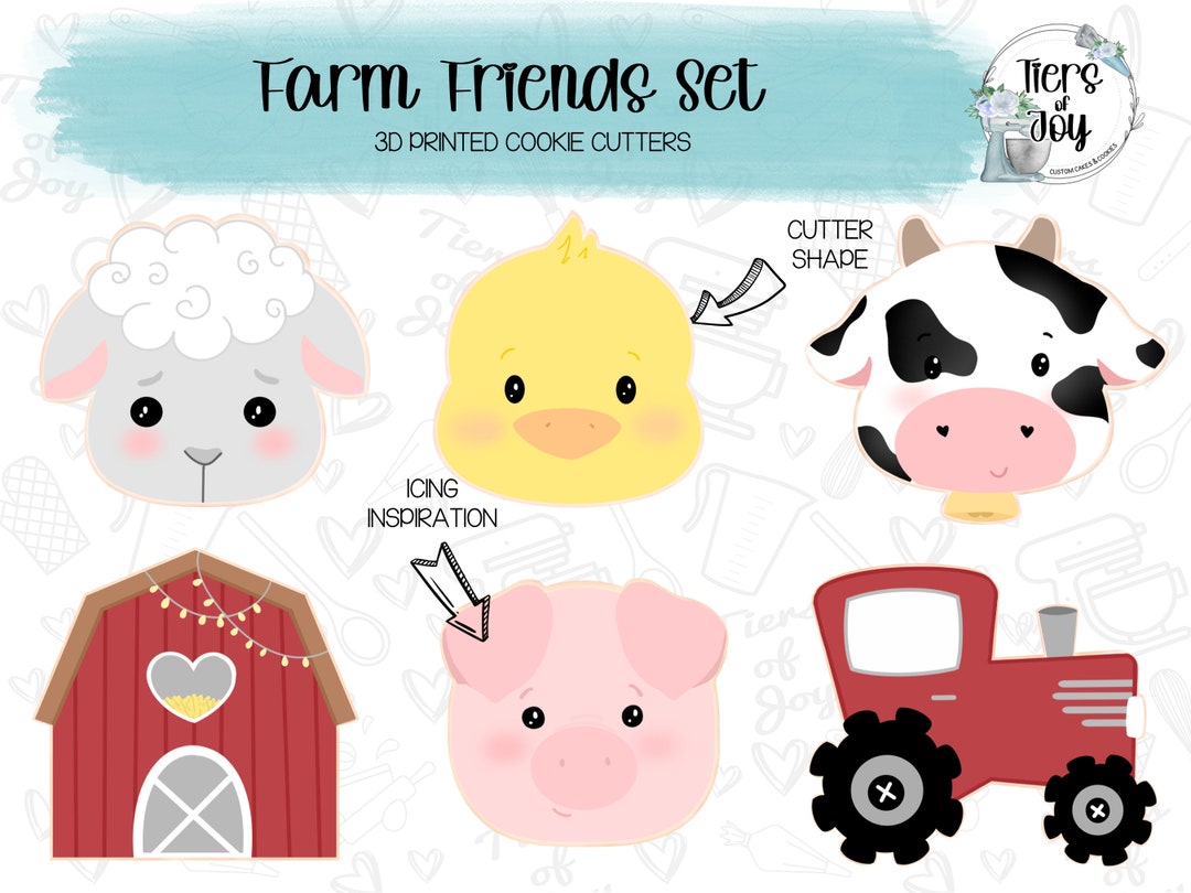 Farm Friends Cookie Cutter Set of 6 - Animals - 3D Printed Cookie ...