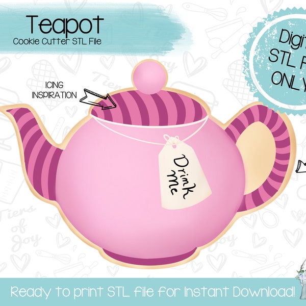 Teapot Cookie Cutter Stl File Etsy