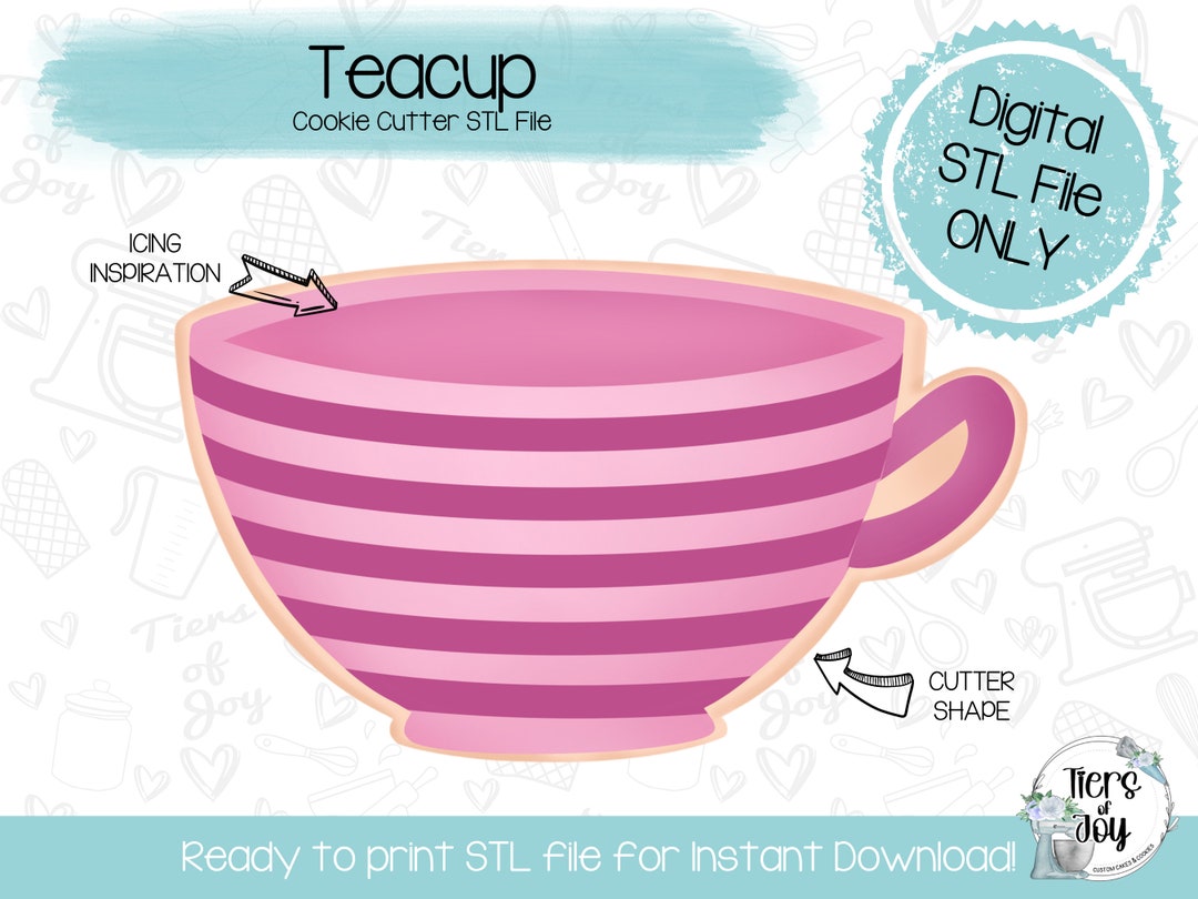 Teacup Cookie Cutter STL File - Alice in Onederland - STL File ...
