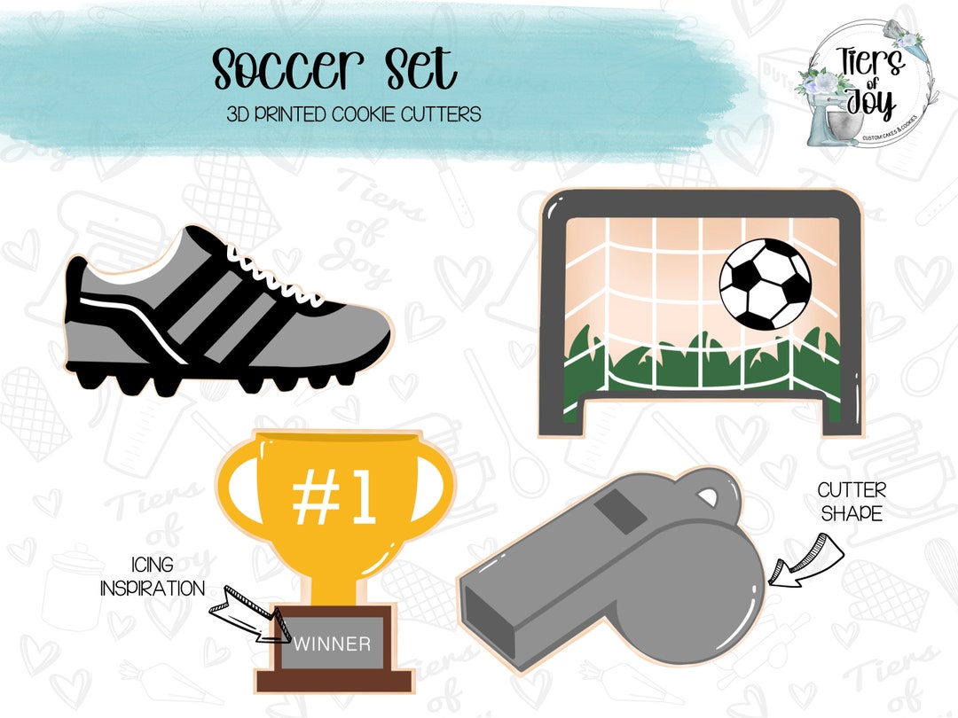 Soccer Cookie Cutters Set of 4 Sports 3D Printed Cookie Cutter - Etsy
