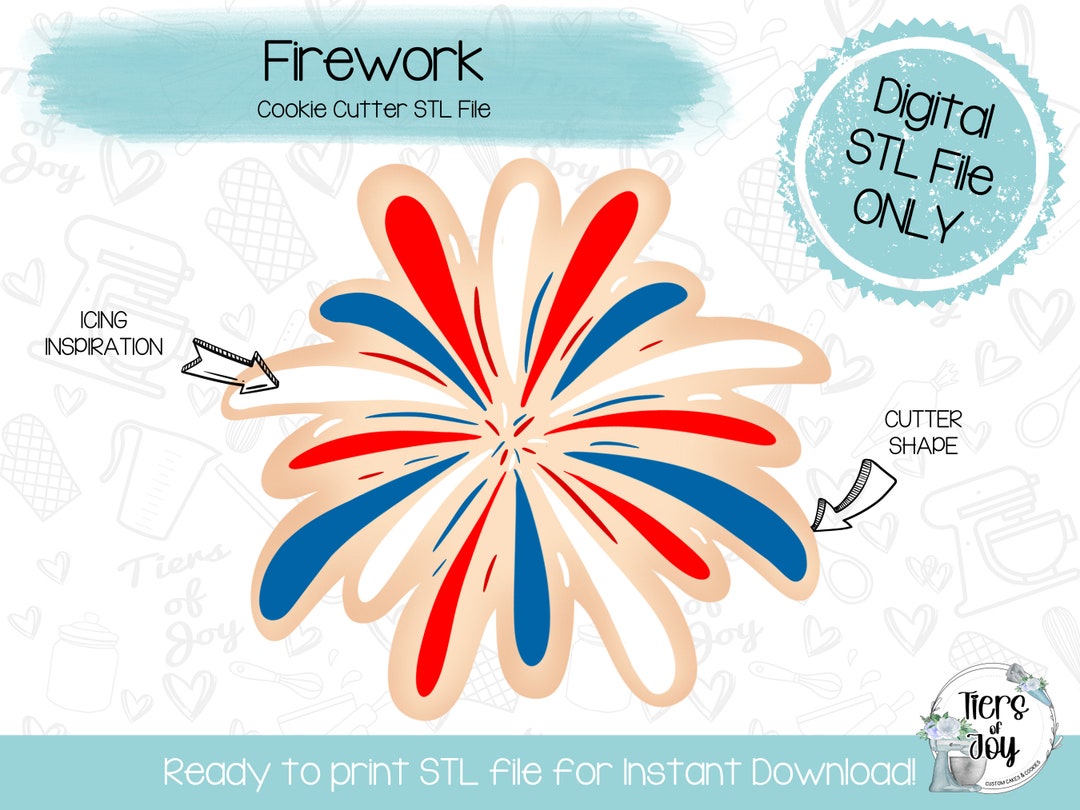 Firework Cookie Cutter STL File - 4th of July - Holidays - Instant ...