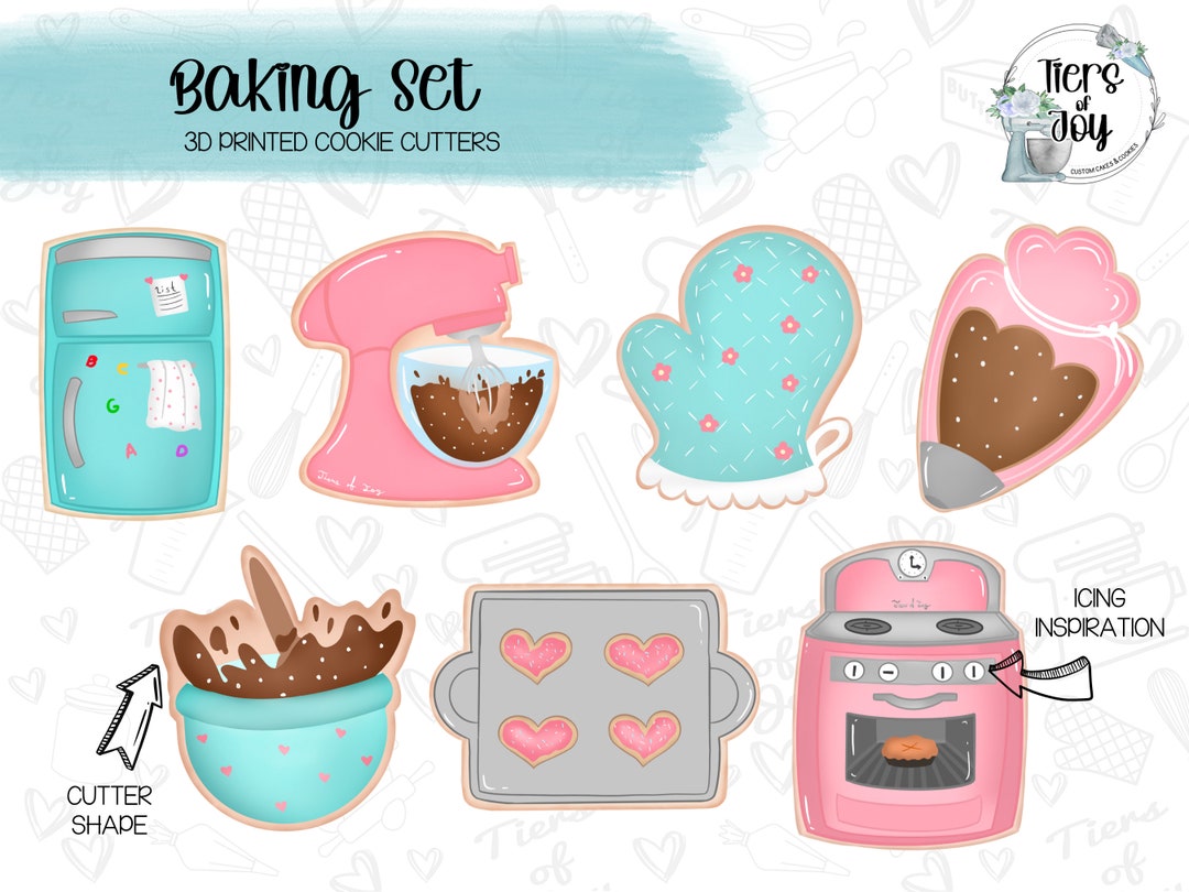 Baking Cutter Set of 7 Baker / Kitchen 3D Printed Cookie Cutter - Etsy