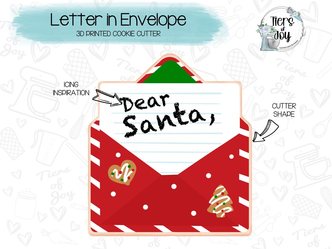 Letter in Envelope Cookie Cutter - Christmas - Santa's Milk and Cookies ...