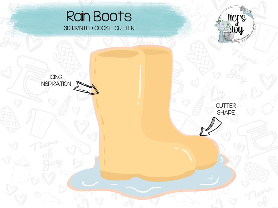 Rain Boots Cookie Cutter - Spring - Raindrops & Rainbows Set - 3D ...