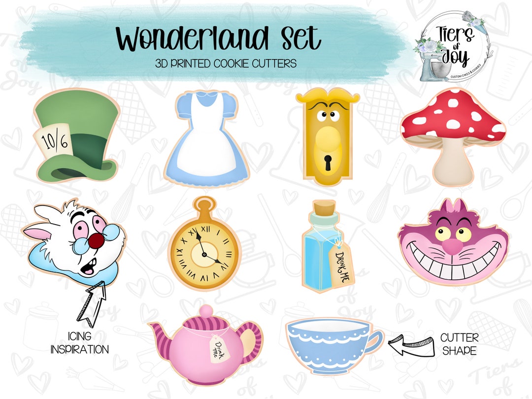 Wonderland Cutter Set of 10 - Alice in Onederland - 3D Printed Cookie ...
