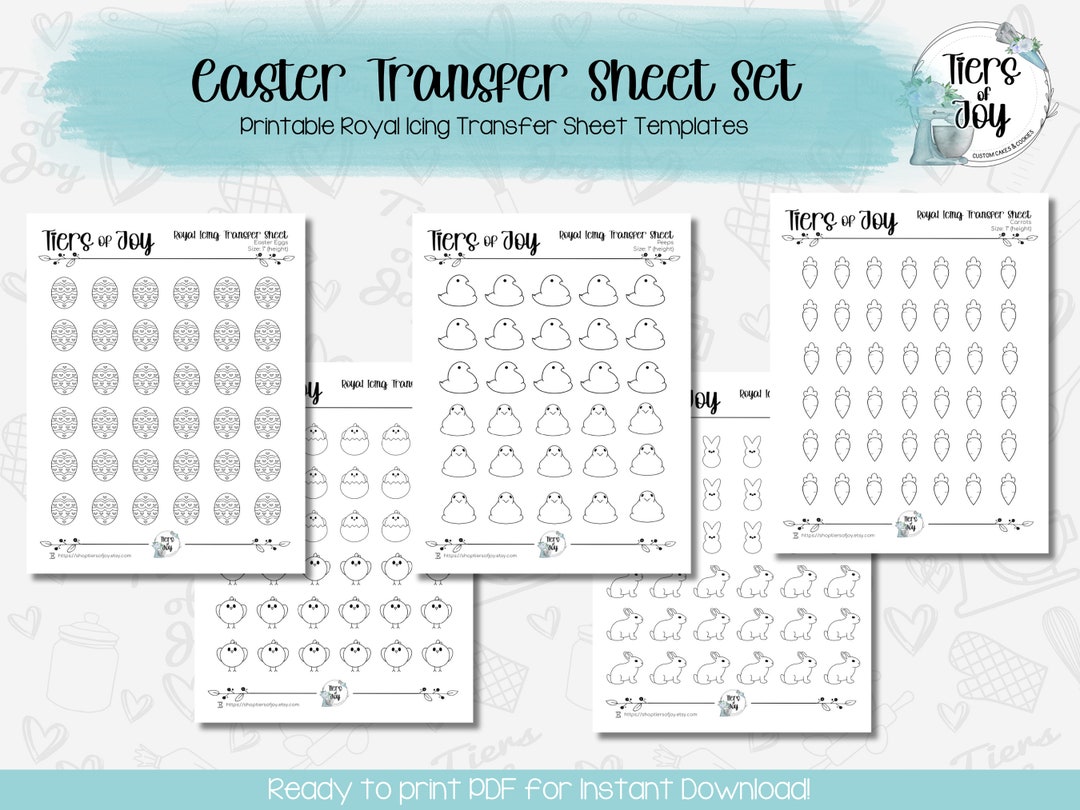 Easter Royal Icing Transfer Sheet Template - PDF Instant Digital ...