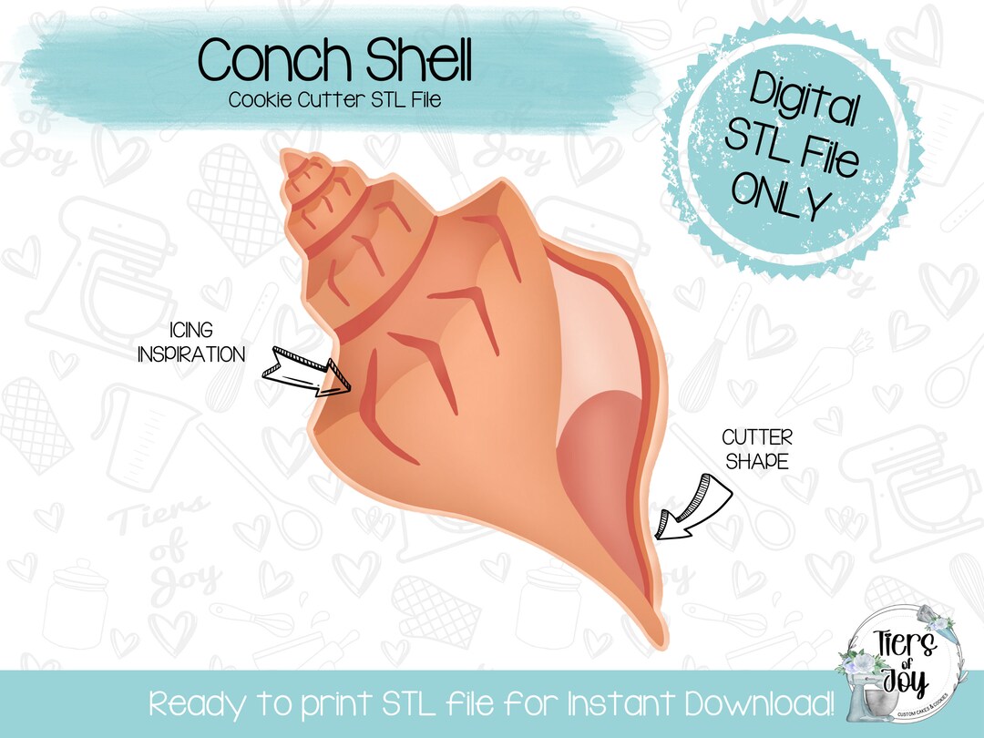 Conch Shell Cookie Cutter STL File Mermaid and Friends Ocean Instant ...