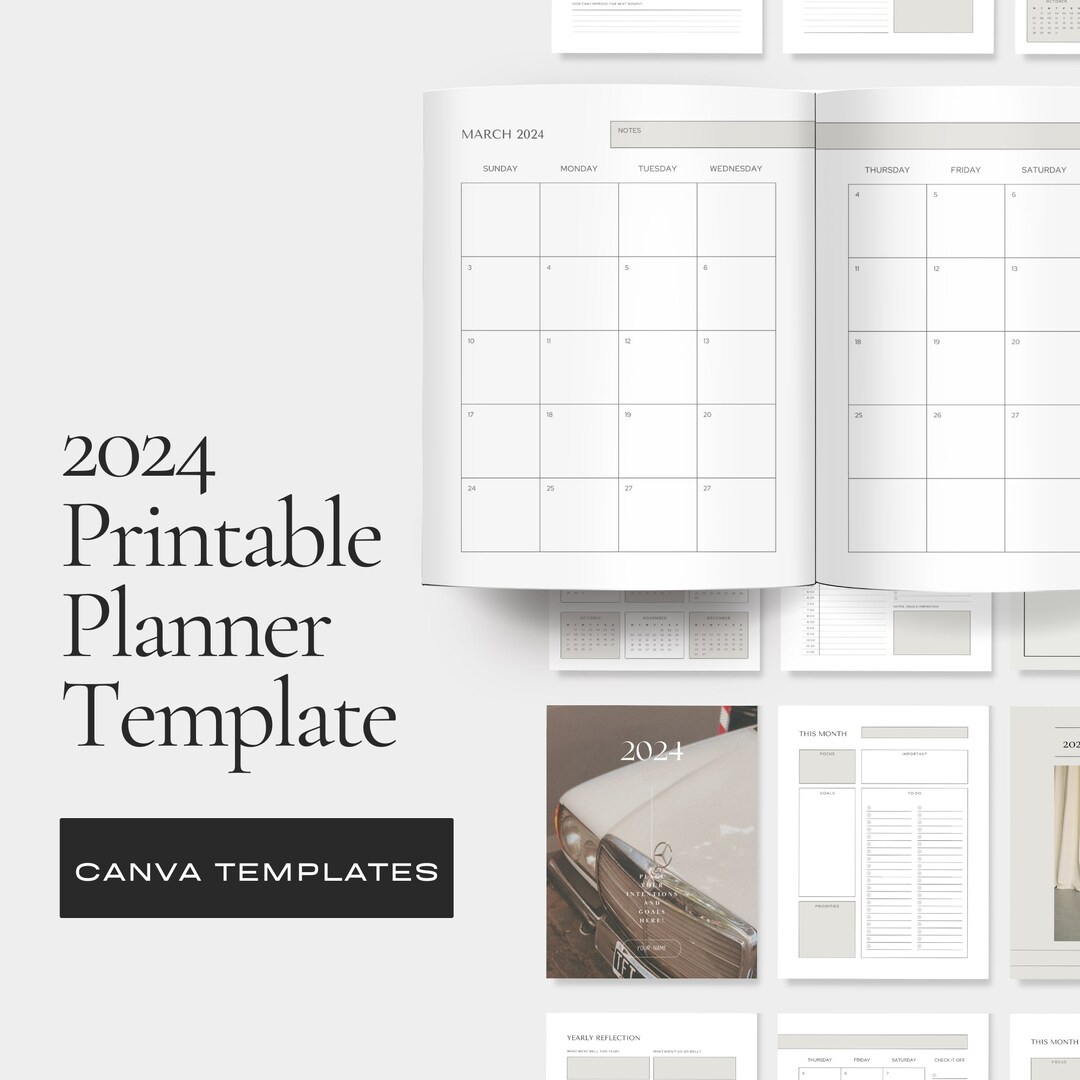 2024 Printable Planner Personalize in Canva Minimalist - Etsy