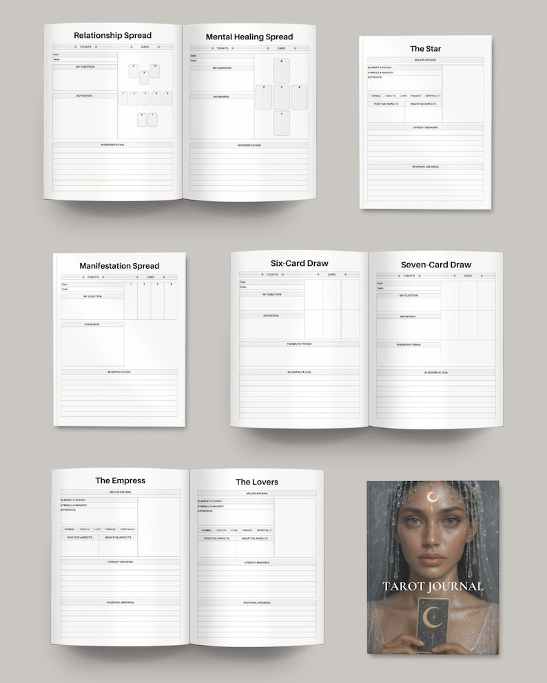 Editable and Printable Tarot Journal: Daily, Weekly, Monthly Spreads ...